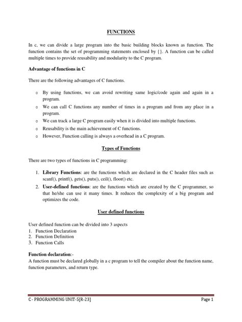 Cp Unit 5 R 23 Pdf Parameter Computer Programming Pointer