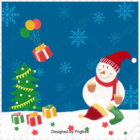 크리스마스 일러스트 귀여운 카툰 스타일 삽화 카드 배경푸른계절 Png 일러스트 무료 다운로드 Lovepik