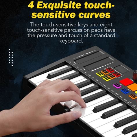 MD02 25 Key USB Keyboard And Drum Pad MIDI Controller Keyboard Piano Black