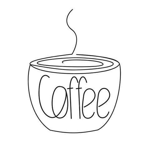 에스프레소 컵 라인 아트 흰색 배경에 레터링 격리된 개체가 있는 커피 컵의 한 줄 그리기 프리미엄 벡터