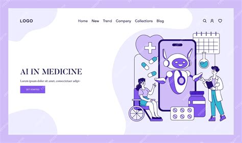 ИИ в медицине плоская векторная иллюстрация Премиум векторы