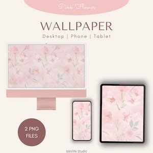Desktop Phone Tablet Wallpaper Pink Flower Theme Instant Download Etsy