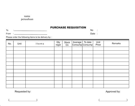 Akuntansi Biaya Contoh Form Desain Purchase Order Market List Purchase Request