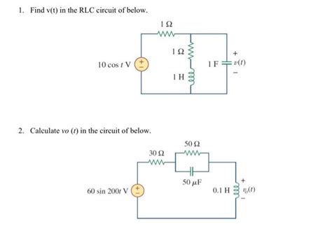 solved 1 find v t in the rlc circuit of below 2