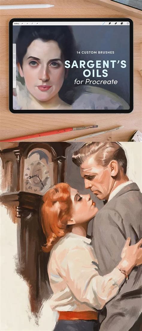 A Painting Of A Man And Woman Kissing In Front Of An Advertisement For Sarent S Oils