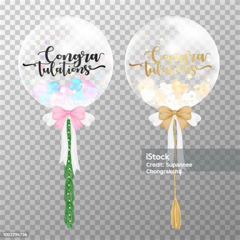 축 하 풍선 투명 배경에서 현실적인 투명 풍선 핑크와 골드 컬러 벡터 그림 파티 풍선 이벤트 디자인 장식 디자인 서식 3차원 형태에 대한 스톡 벡터 아트 및 기타 이미지