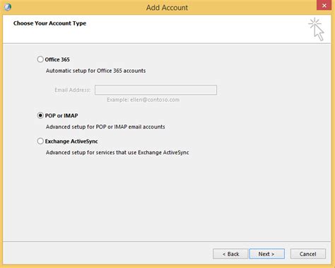 configuring office 365 using imap on outlook 2016