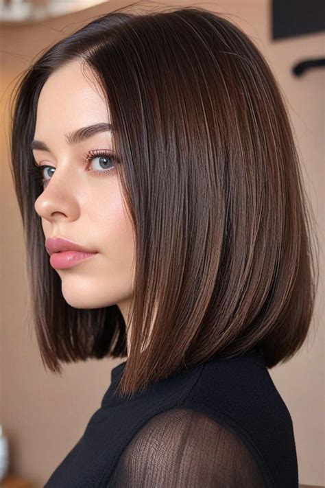 30 Cute Medium Length Hairstyles Glossy Blunt Bob