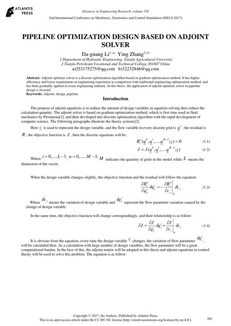 pdf pipeline optimization design based on adjoint solver