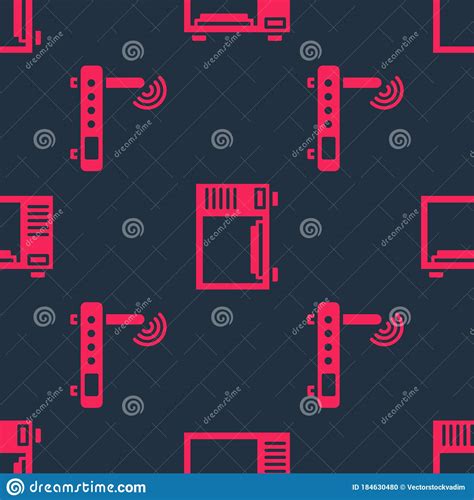 Set Router And Wi Fi Signal And Microwave Oven On Seamless Pattern Vector Stock Vector