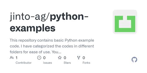 Github Jinto Agpython Examples This Repository Contains Basic