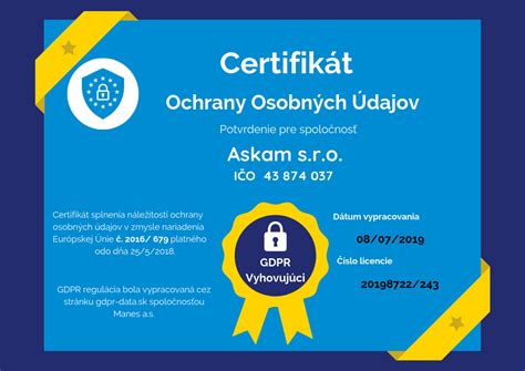 Vypracovanie Gdpr Certifikácia Gdpr Firmy Gdpr Datask