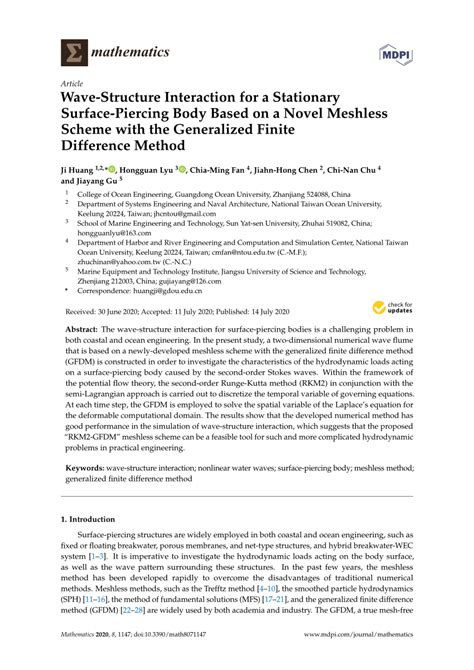 Pdf Wave Structure Interaction For A Stationary Surface Piercing Body Based On A Novel