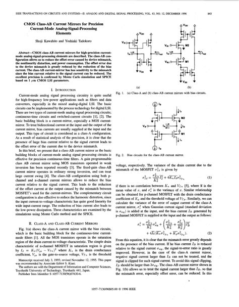 pdf cmos class ab current mirrors for precision current mode analog