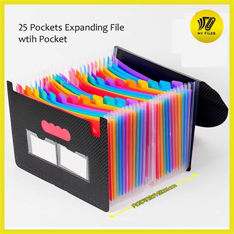 25 Pocket Rainbow Expanding A4 File With Cover Folder Document Organizer Folder Desk Organizer