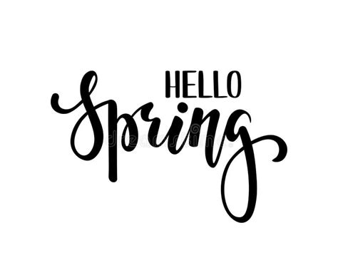 Hello Spring Hand Drawn Calligraphy And Brush Pen Lettering Design