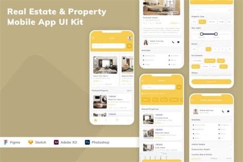 Real Estate And Property Mobile App Ui Kit Graphic By Betush · Creative Fabrica