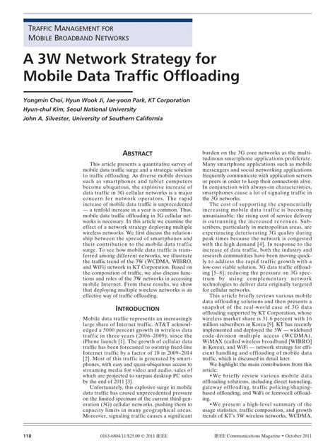 Pdf A 3w Network Strategy For Mobile Data Traffic Offloading