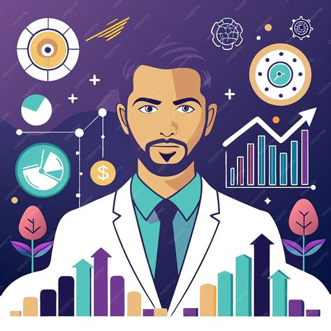 Illustration Of A Businessman Surrounded By Data And Analytics Symbols Premium Ai Generated Vector