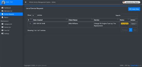 vehicle service management system in php mysql free download source code campcodes