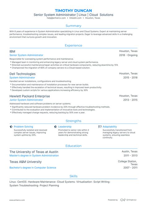 Linux System Administrator Resume Examples Guide For