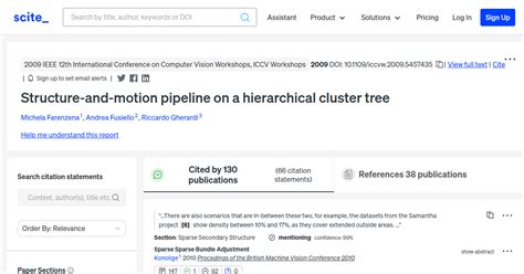 structure and motion pipeline on a hierarchical cluster tree