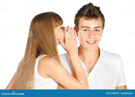 Girl Whispering Into Woman Ear Telling Her Shocking Secret Stock Image