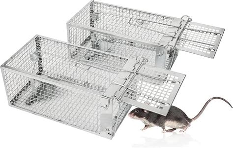2 Pack Humane Rat Traps Live Mouse Rat Cage Traps Catch