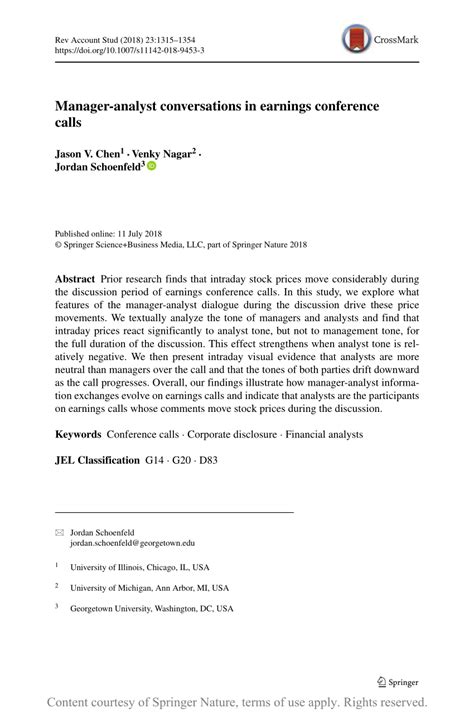 Manager Analyst Conversations In Earnings Conference Calls