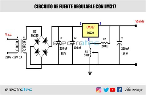 Electrotec Circuito De Fuente Regulable Con Lm317 El Lm317 Es Una