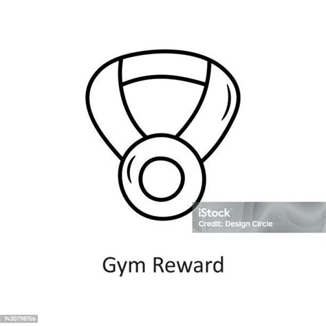체육관 보상 벡터 개요 아이콘 디자인 일러스트레이션 흰색 배경 Eps 10 파일에 운동 기호 근육에 대한 스톡 벡터 아트 및