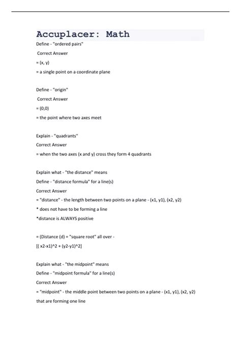 Accuplacer Math Practice Test Comprehensive Questions And Detailed Solutions Latest Edition