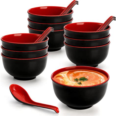 Lyellfe Set Of 10 Miso Soup Bowl With Spoon Restaurant Quality Cereal