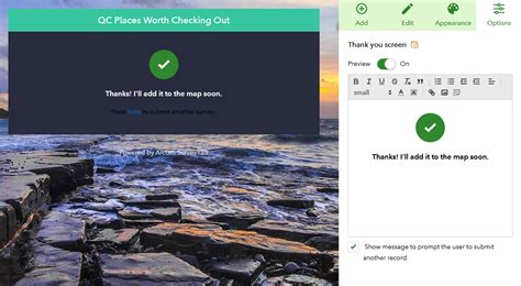 Customize Press Here To Submit Another Survey Me Esri Community
