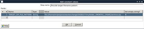 Zip Pentaho Create Archive Folder With Mm Yyyy Stack Overflow