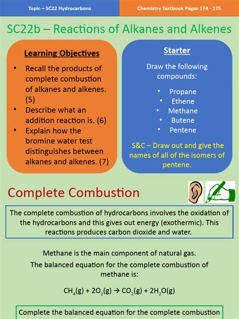 Sc22b Reactions Of Alkanes And Alkenes Pdf Alkene Alkane