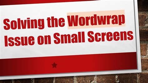 Solving The Wordwrap Issue On Small Screens Youtube
