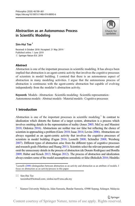 Abstraction As An Autonomous Process In Scientific Modeling