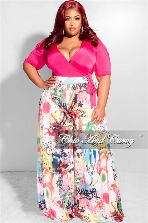 Final Sale Plus Size Palazzo Pants In Multi Color Design Print Chic And Curvy