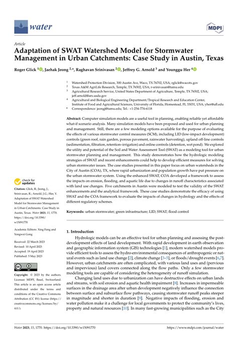 Pdf Adaptation Of Swat Watershed Model For Stormwater Management In Urban Catchments Case