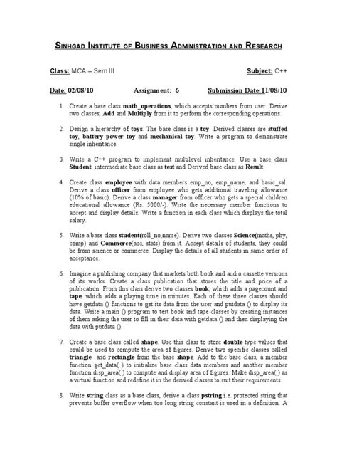 Ass 06 Pdf Class Computer Programming String Computer Science