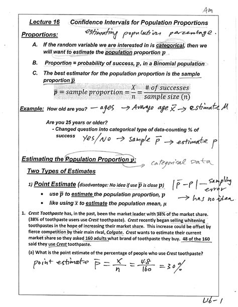 Lecture Notes Confidence Intervals For Population Proportion OPMT Studocu