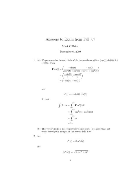 9 Solved Questions In Calculus Iii Midterm Exam Math 210 Docsity