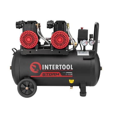 ᐉ Компресор Intertool безмасляний 4 циліндра 50 л 2х1 1 кВт 220 В 8 Aтм 400 л хв 2800 об хв