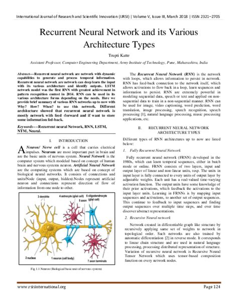 pdf recurrent neural network and its various architecture types