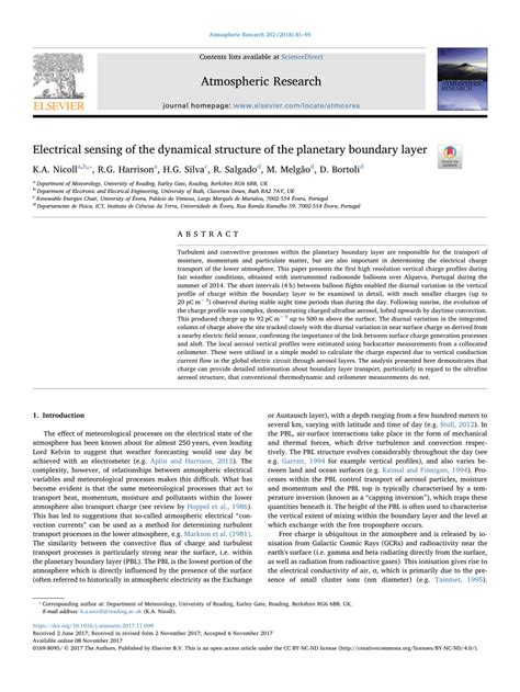 Pdf Electrical Sensing Of The Dynamical Structure Of The Planetary Boundary Layer