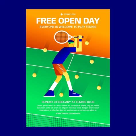 테니스 스포츠 및 활동 수직 포스터 템플릿 템플릿 무료 벡터