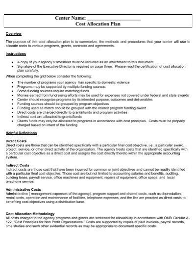 Cost Allocation Plan