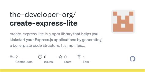 Github The Developer Org Create Express Lite Create Express Lite Is A Npm Library That Helps