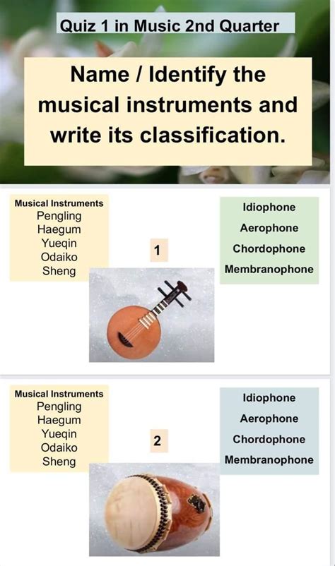 Name Identify The Musical Instruments And Write Its Classification